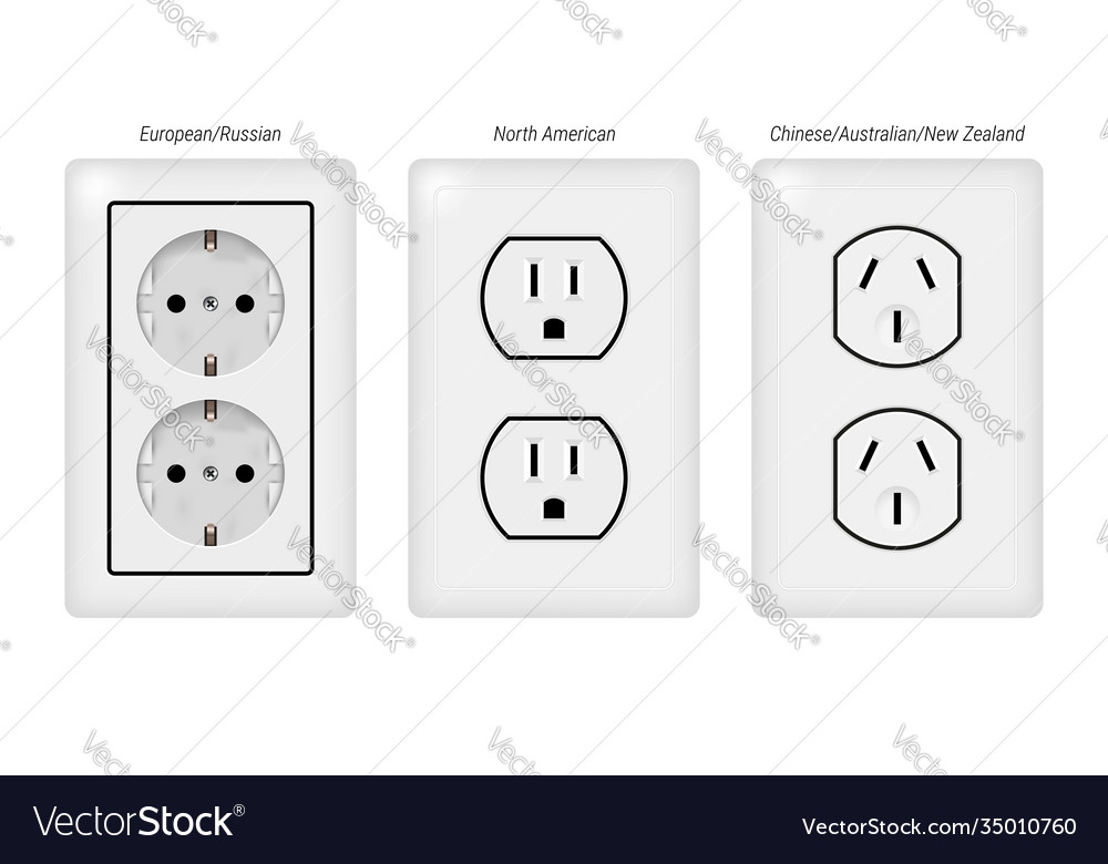 Double electrical sockets 3d Royalty Free Vector Image