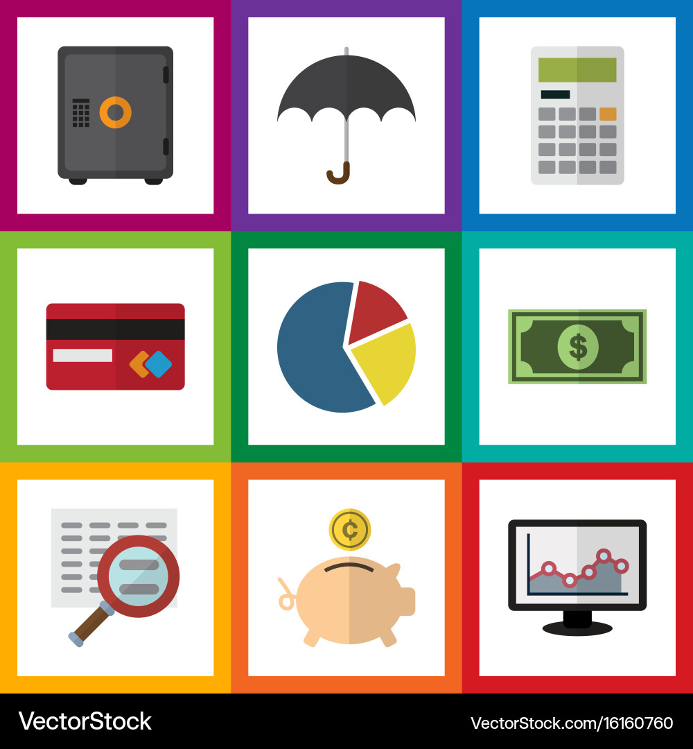 Flat icon gain set of calculate payment chart Vector Image