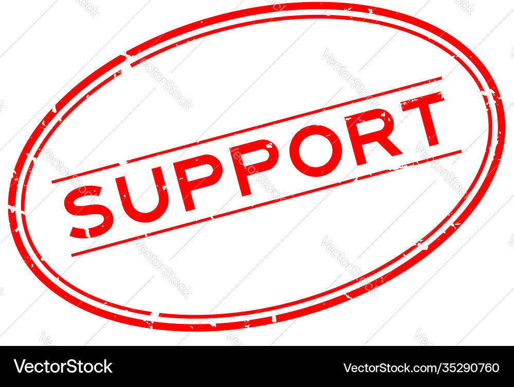 Grunge red support word oval rubber seal stamp Vector Image