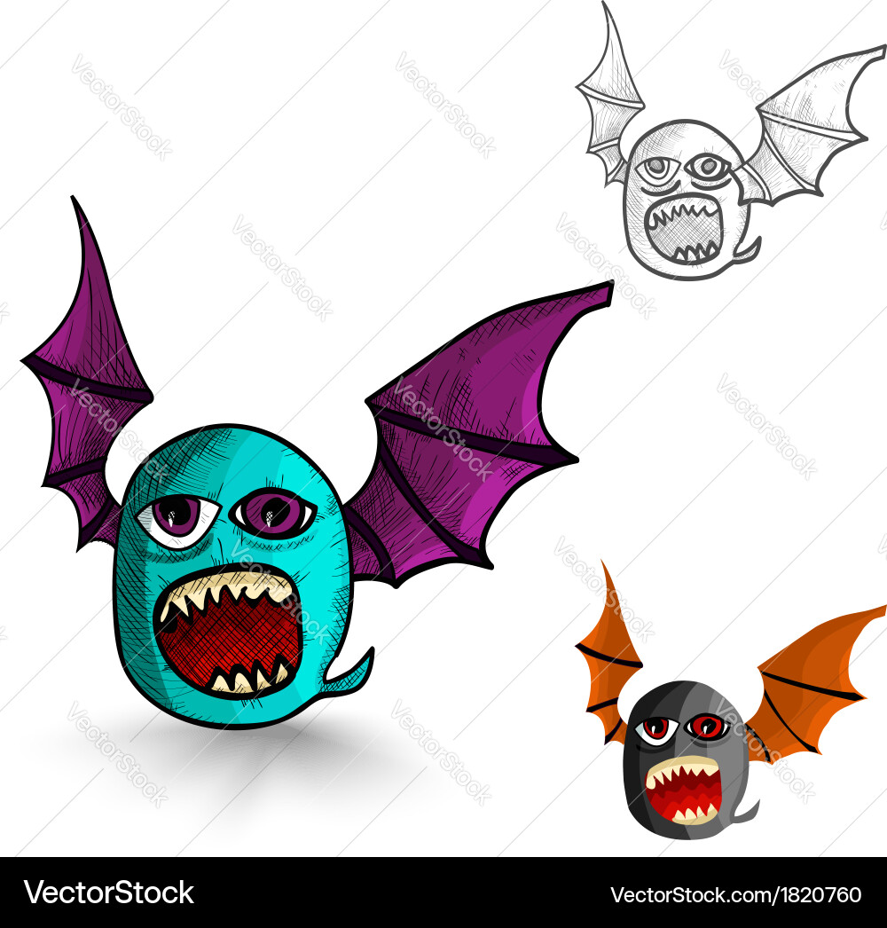 Halloween isolated sketch style creatures Vector Image
