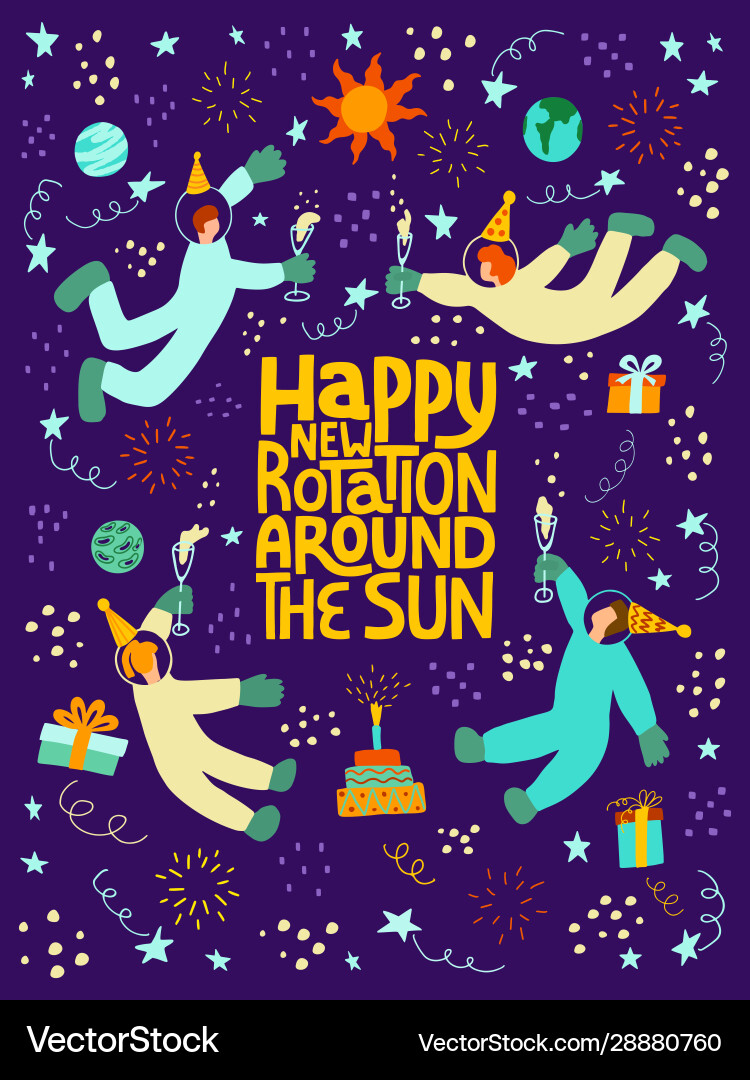 Happy new rotation around sun Royalty Free Vector Image