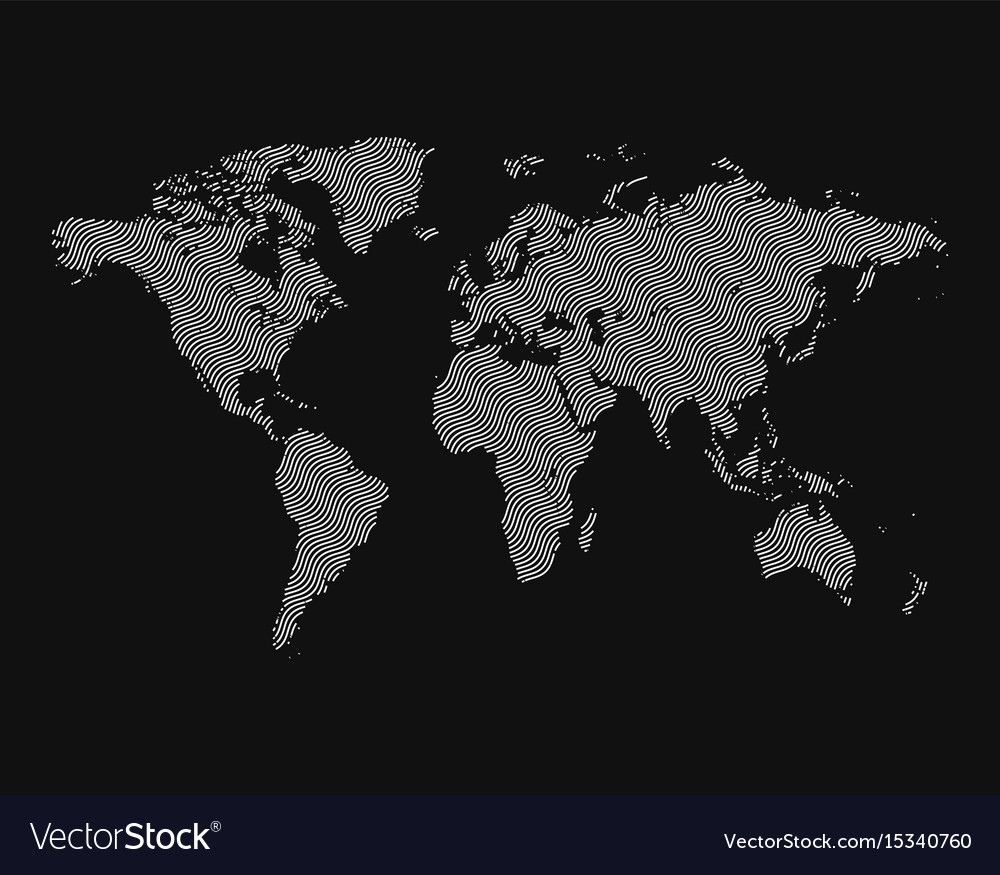 Isolated black color worldmap of lines background Vector Image