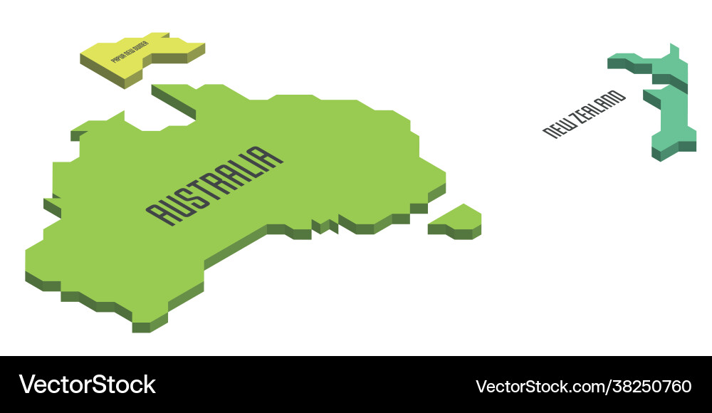 Isometric political map australia Royalty Free Vector Image