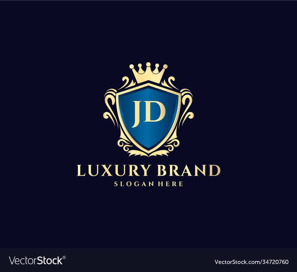 Jd initial letter gold calligraphic feminine Vector Image