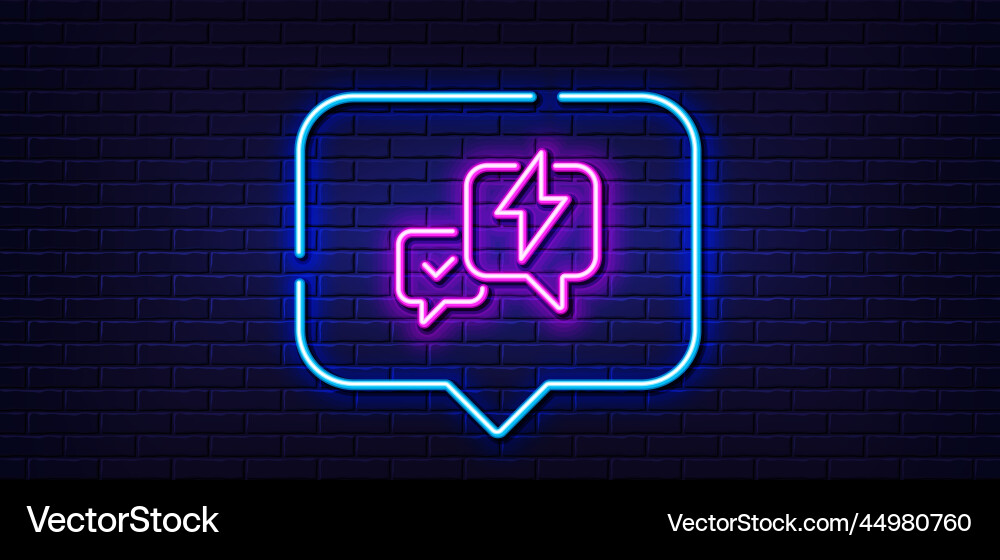 Lightning bolt line icon chat messages sign neon Vector Image