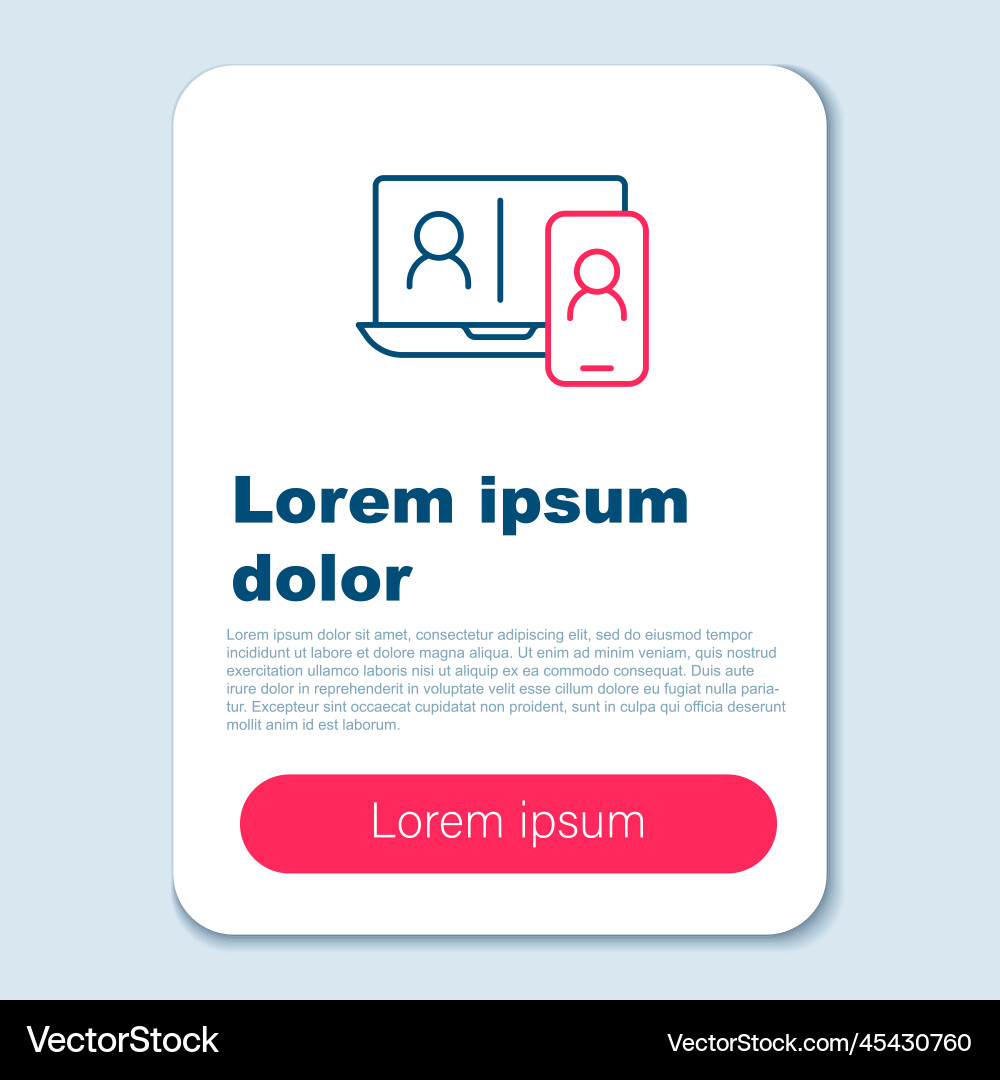 Line video chat conference icon isolated on grey Vector Image