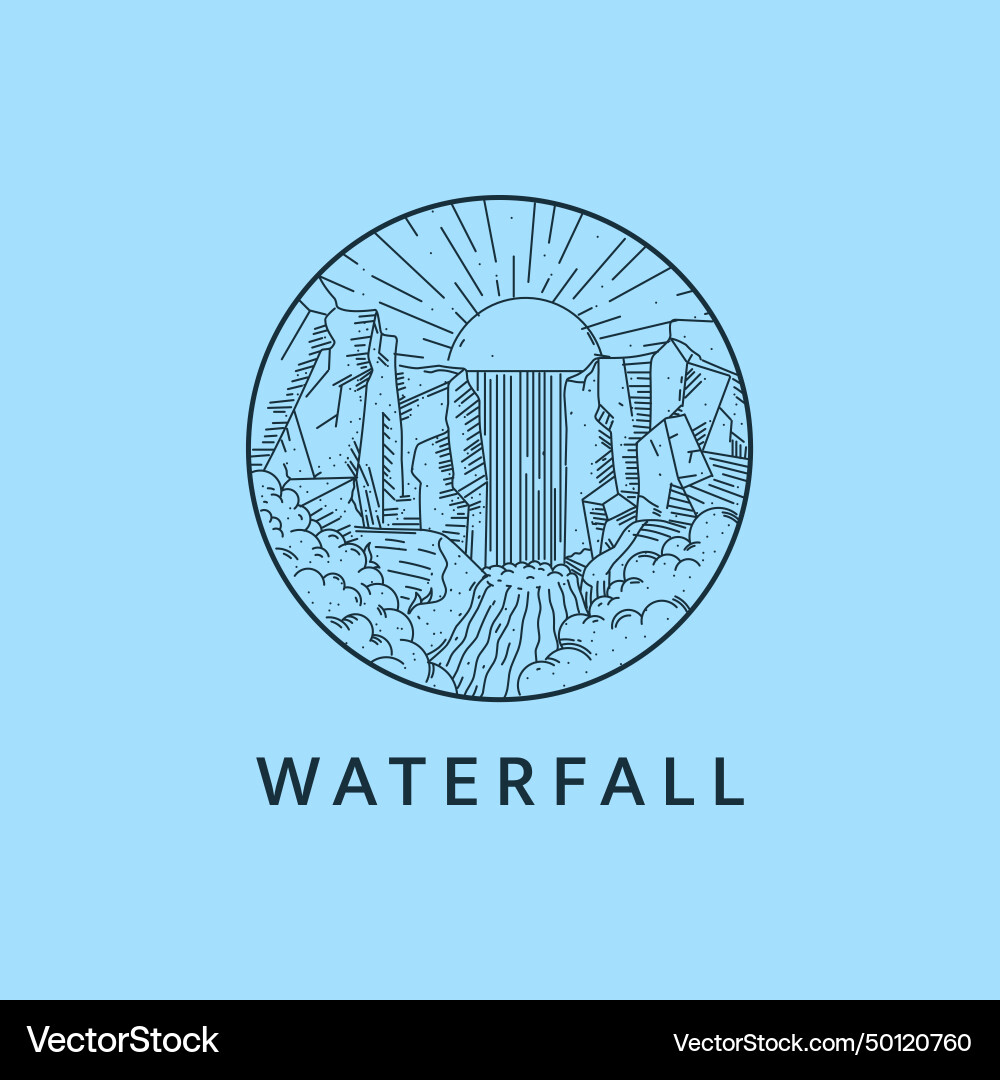 Minimalist waterfall logo line art template Vector Image