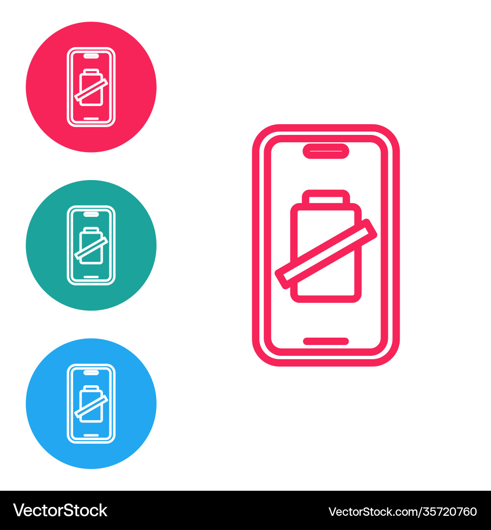 Red line smartphone battery charge icon isolated Vector Image