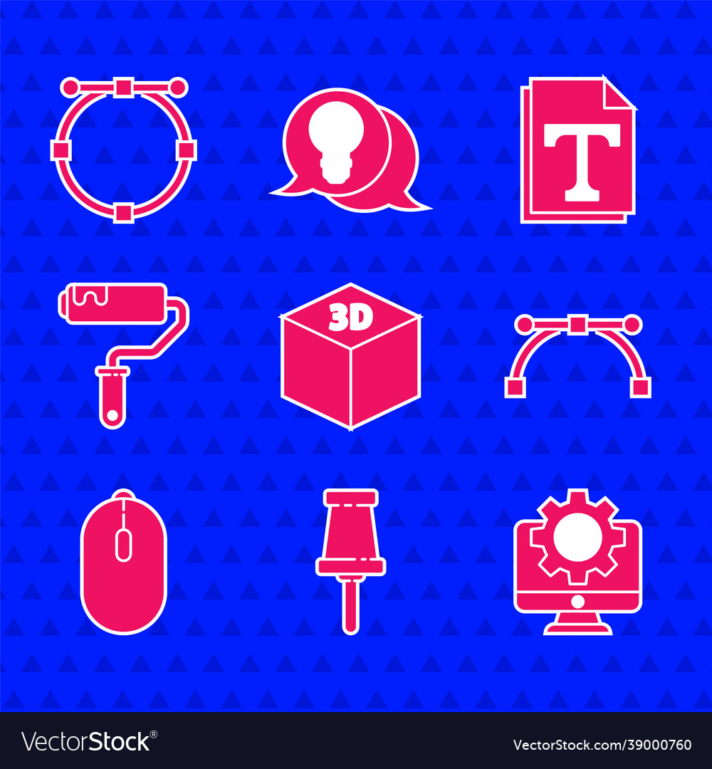Set isometric cube push pin computer monitor Vector Image