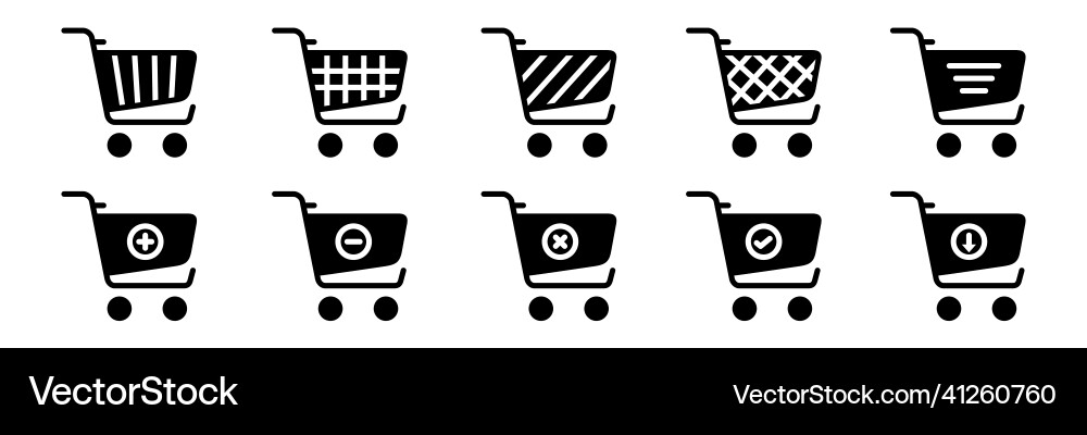 Shopping cart line icon set Royalty Free Vector Image