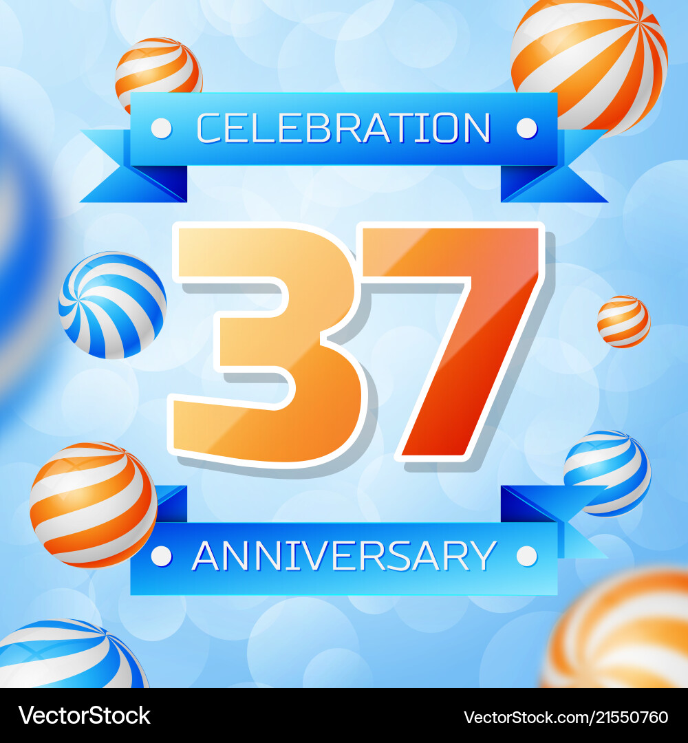 Thirty seven years anniversary celebration design Vector Image