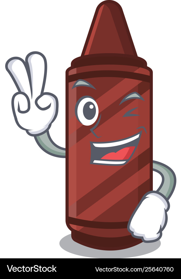Two finger brown crayon isolated with mascot Vector Image