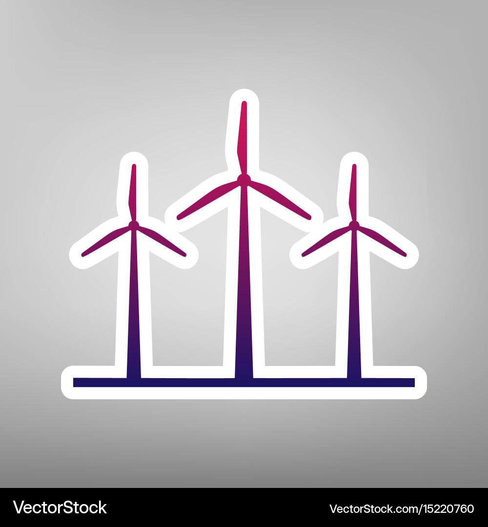 Wind turbines sign purple gradient icon Royalty Free Vector