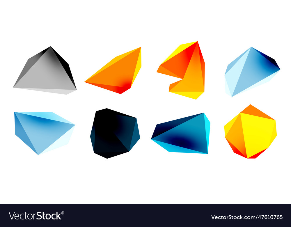 3d low poly triangle design elements Royalty Free Vector