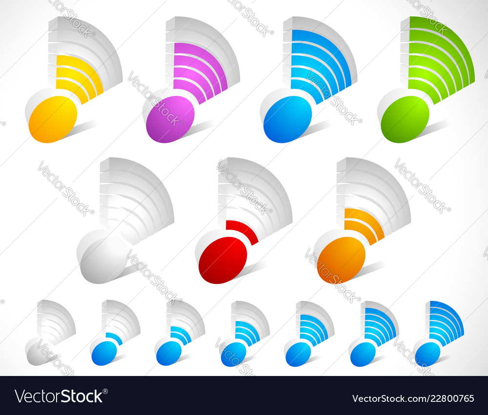 3d wireless signal strength indicator set Vector Image