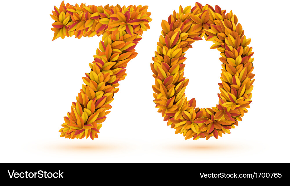 70 number autumn fall bright orange leaves Vector Image