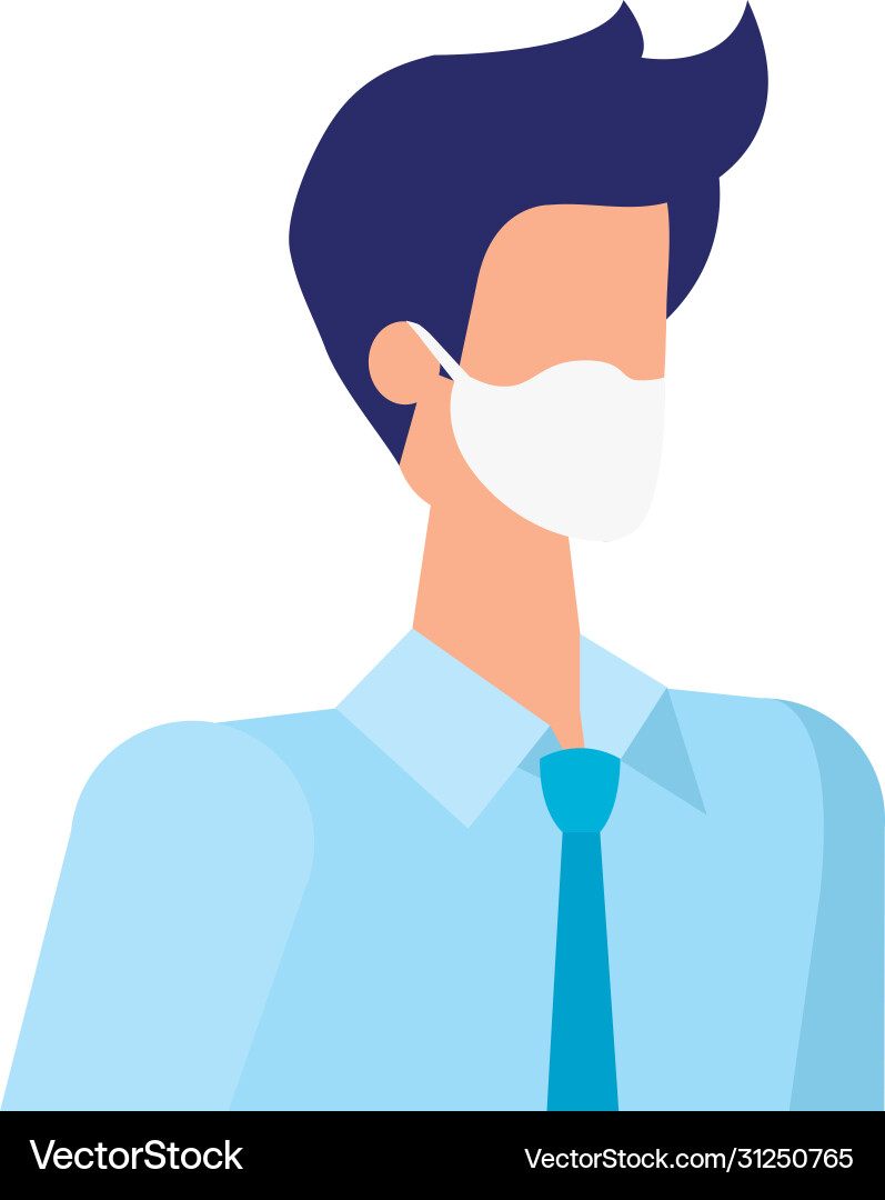 Businessman using face mask isolated icon Vector Image