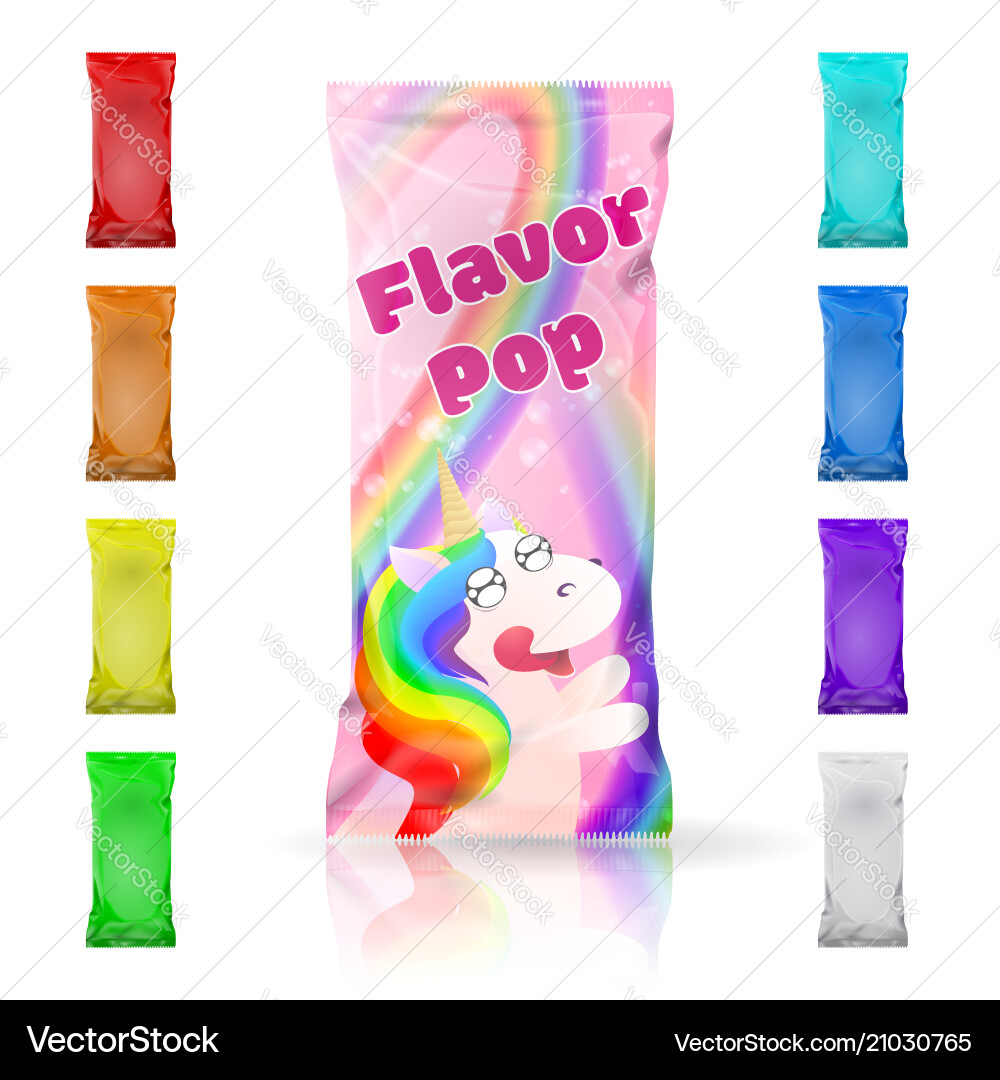 Flavor pop ice cream colorful rainbow packaging Vector Image