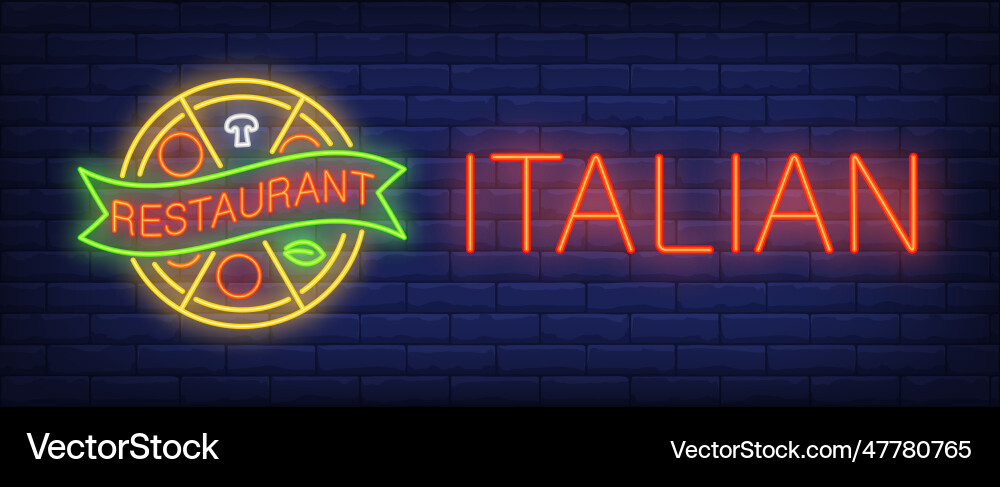 Italian restaurant neon sign Royalty Free Vector Image