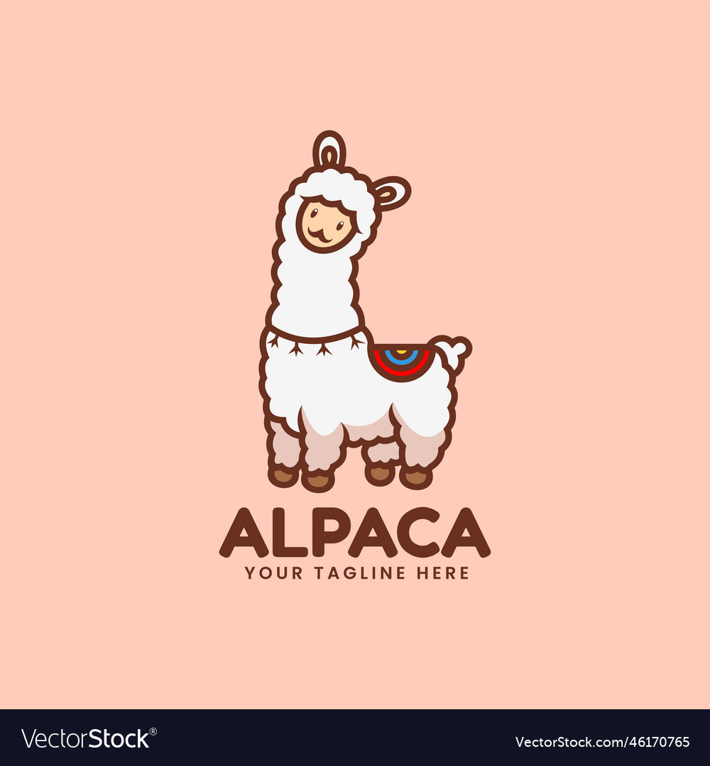 Logo alpaca mascot cartoon style Royalty Free Vector Image