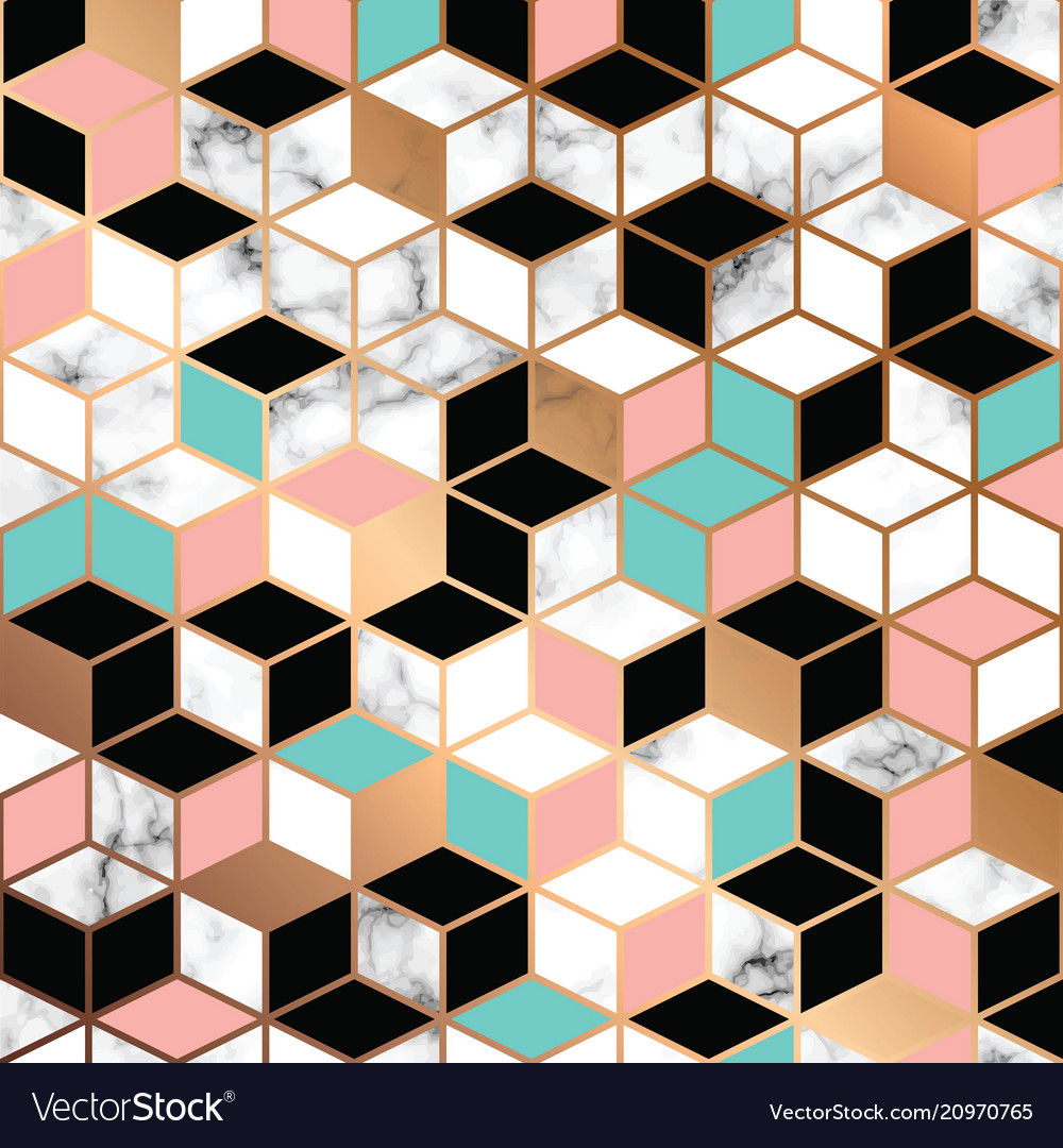 Marble texture design with golden geometric lines Vector Image