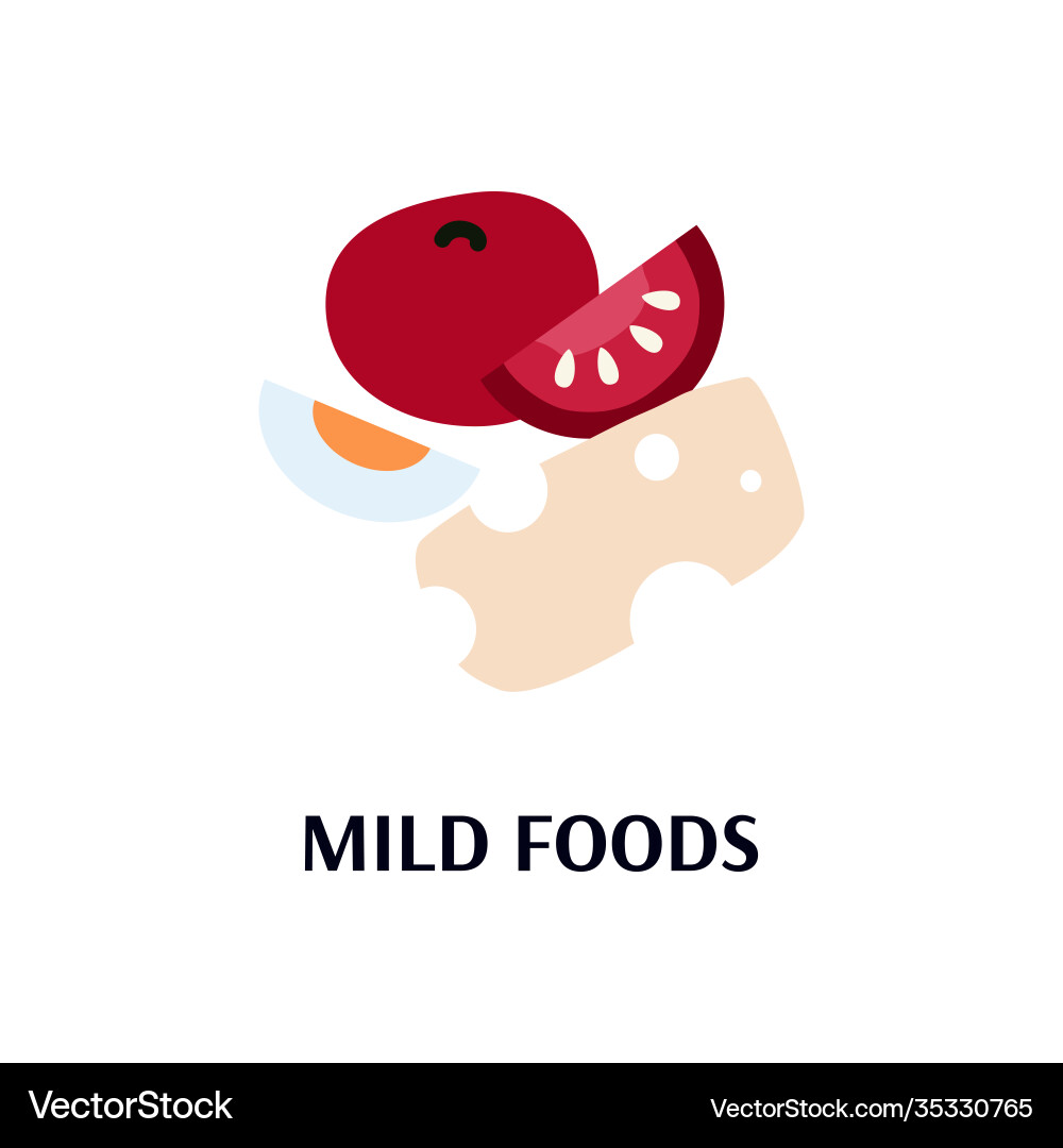 Mild food group - tomato cheese and egg isolated Vector Image