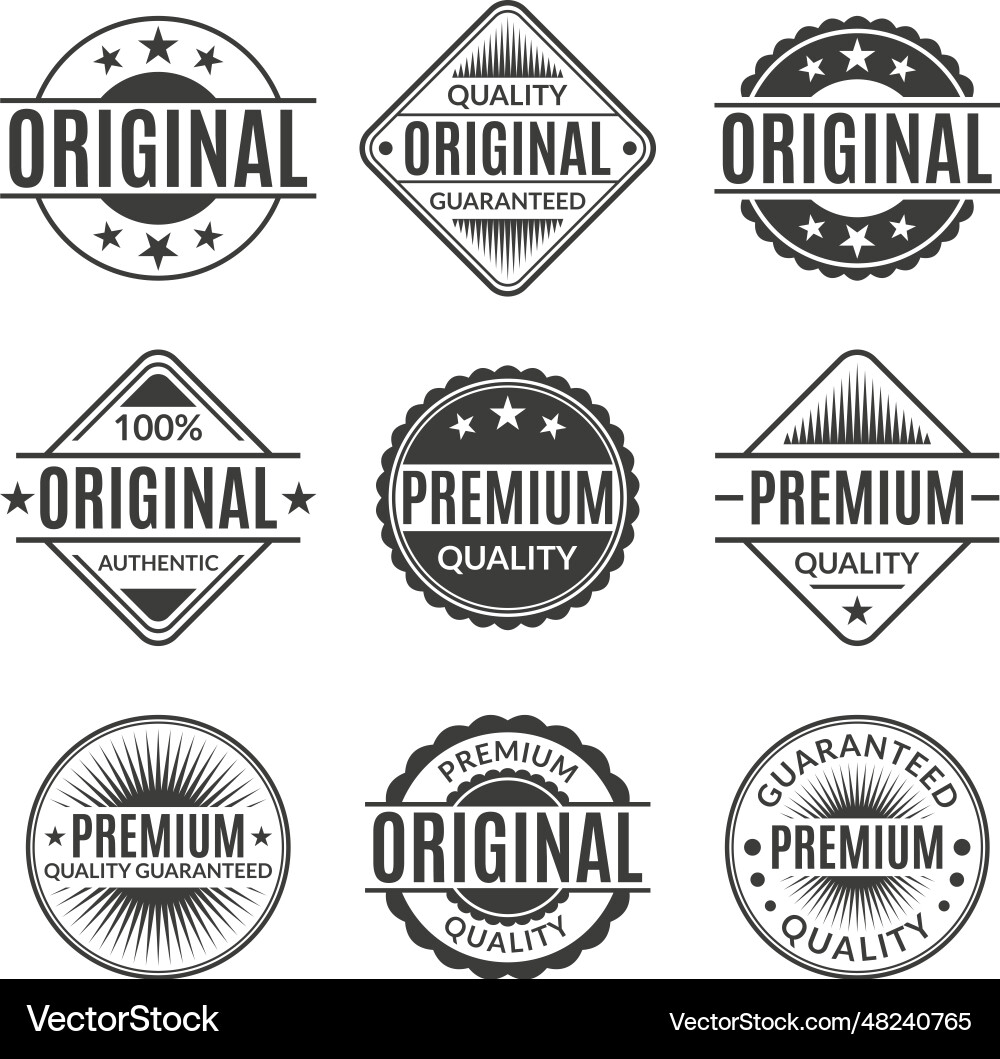 Original and premium quality stamp or seal set Vector Image