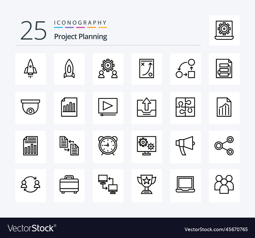 Project planing 25 line icon pack including Vector Image