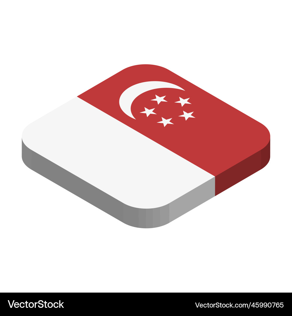 Rounded square isometric flag of singapore Vector Image