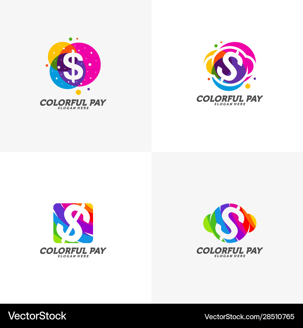 Set colorful money logo template design Royalty Free Vector