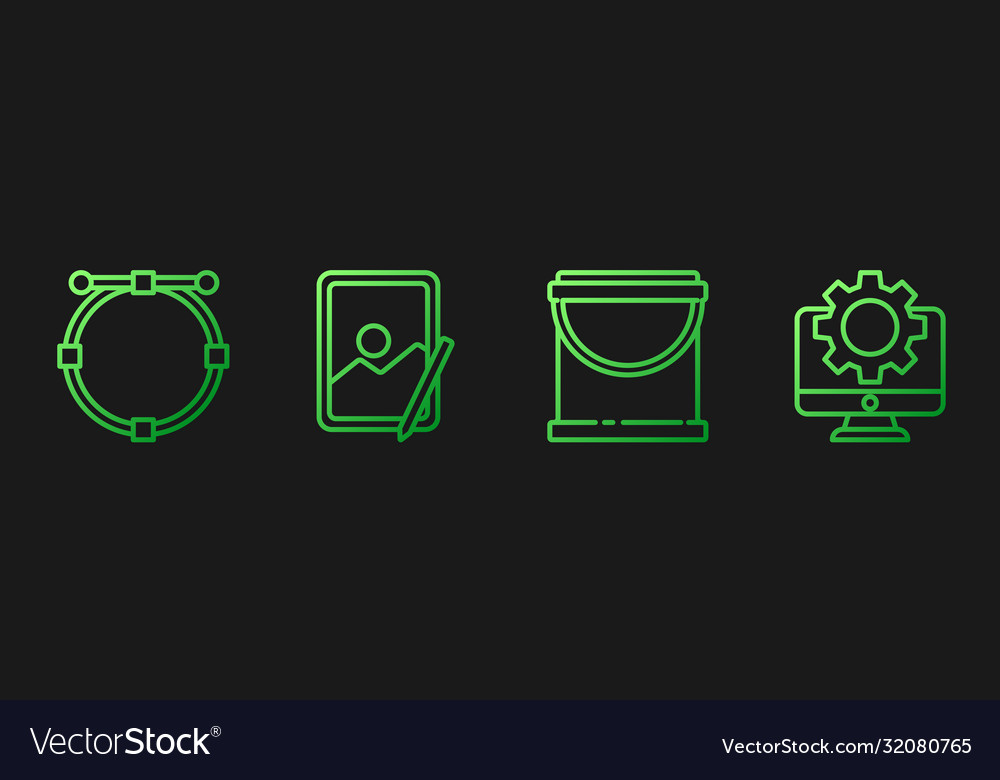 Set line paint bucket circle with bezier curve Vector Image