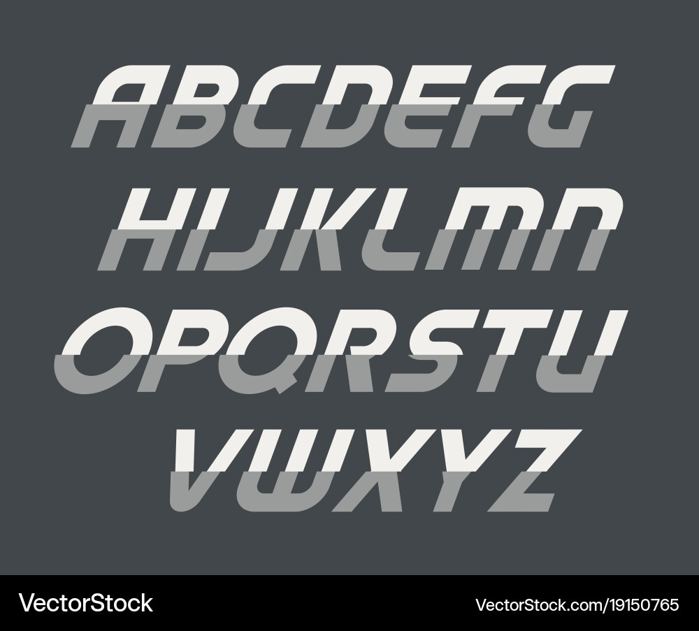 Sport cursive uppercase alphabet futuristic Vector Image