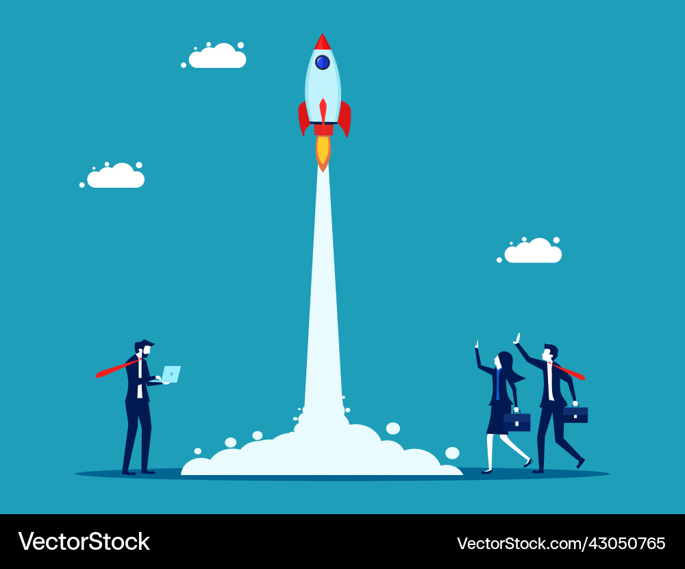 Start a business the rocket soared into the sky Vector Image