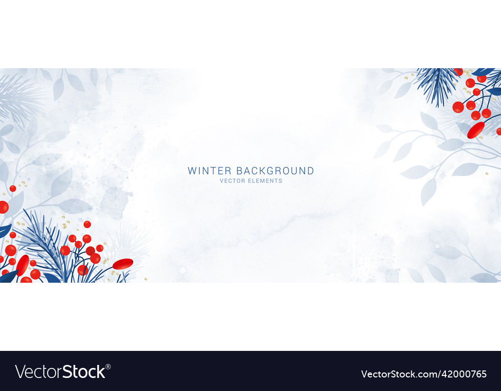 Winter background hand painted watercolor Vector Image