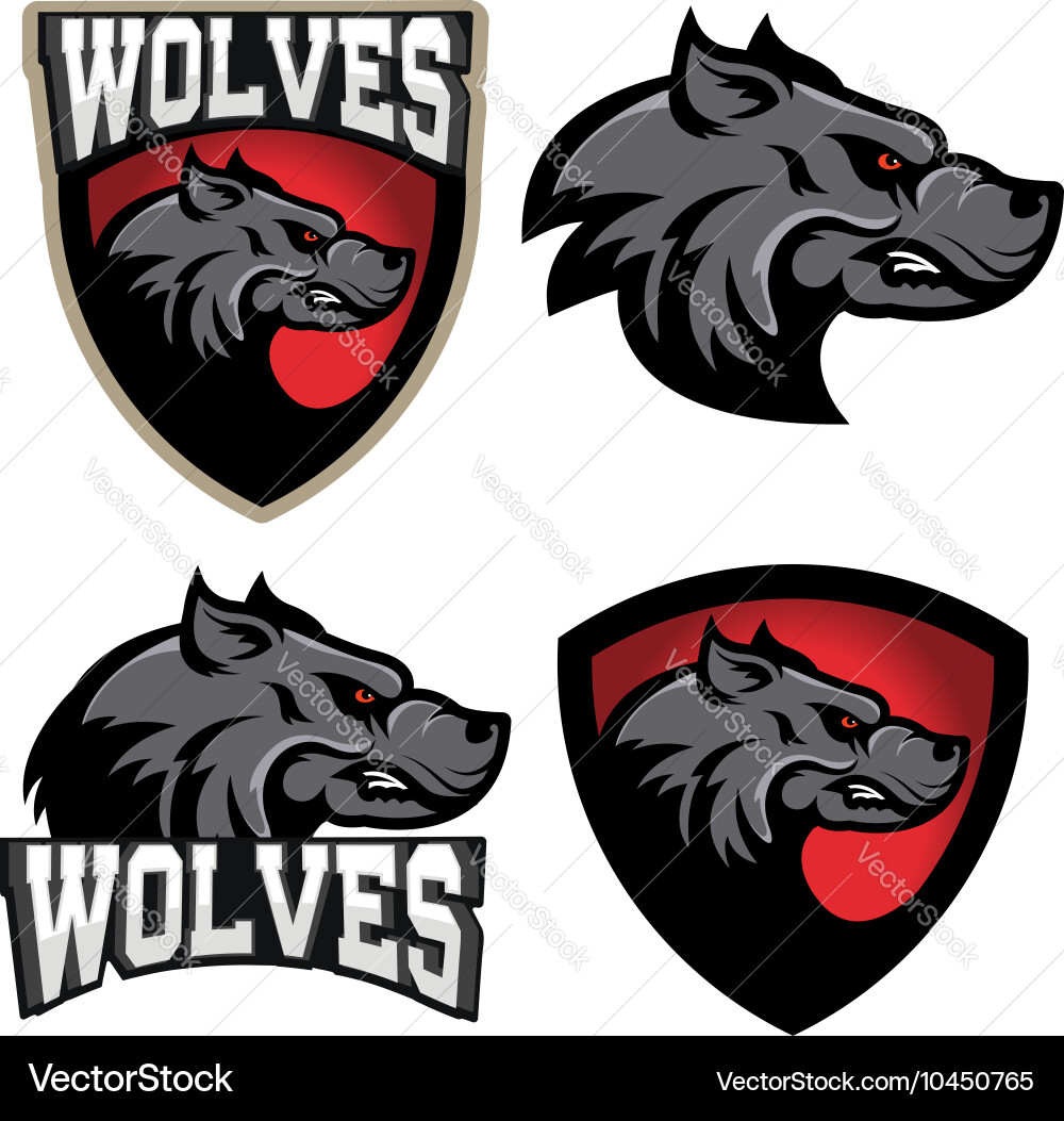 Wolves sport team logo template mascot Royalty Free Vector