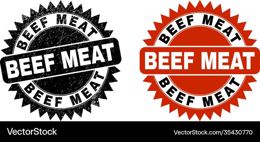 Beef meat black rosette seal with rubber style Vector Image