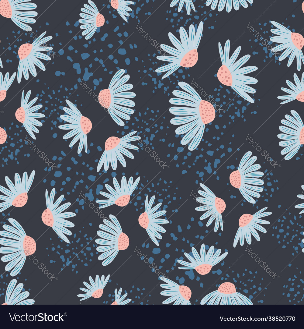 Bloom seamless pattern with random blue floral Vector Image