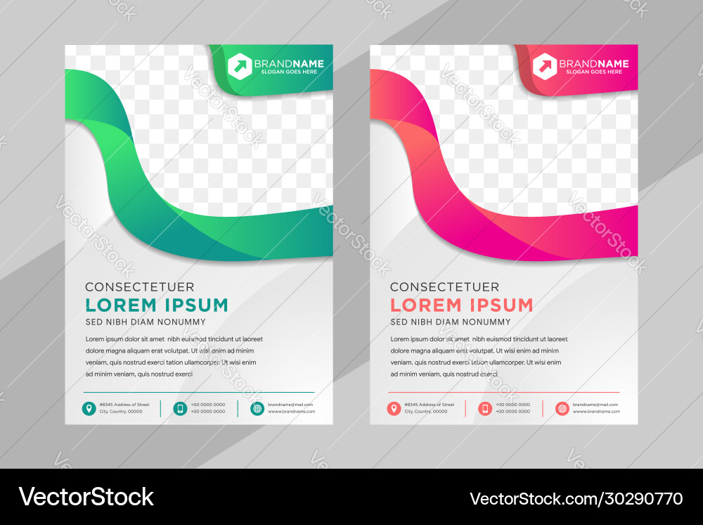 Business brochure gradient green and pink Vector Image