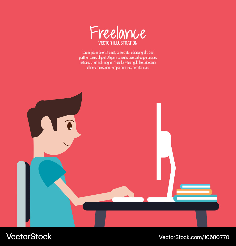 Cartoon man and freelance design Royalty Free Vector Image