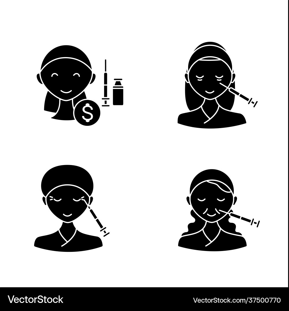 Cosmetic injection glyph icons set Royalty Free Vector Image