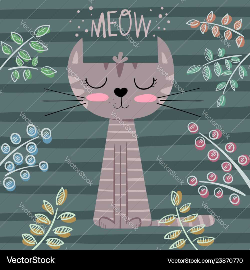 Cute princess cat cartoon Royalty Free Vector Image
