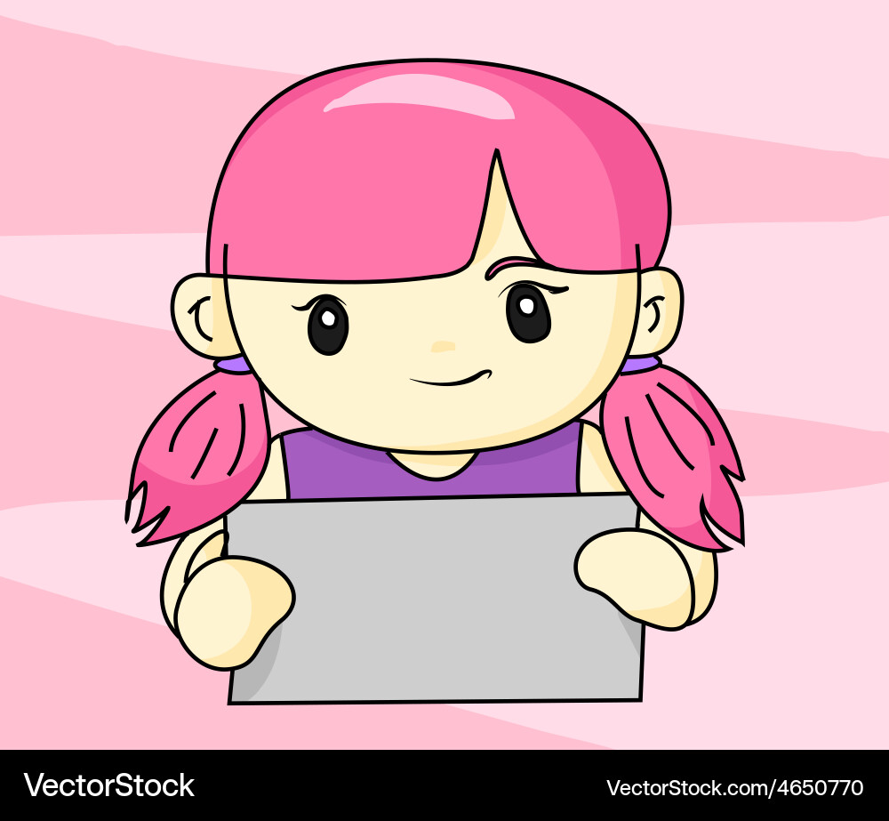 Girl holding a sign Royalty Free Vector Image - VectorStock