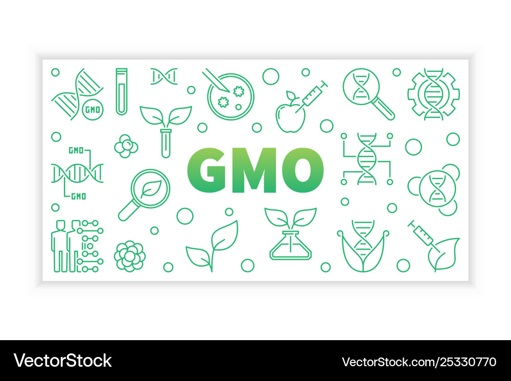 Gmo concept green banner in thin line style Vector Image