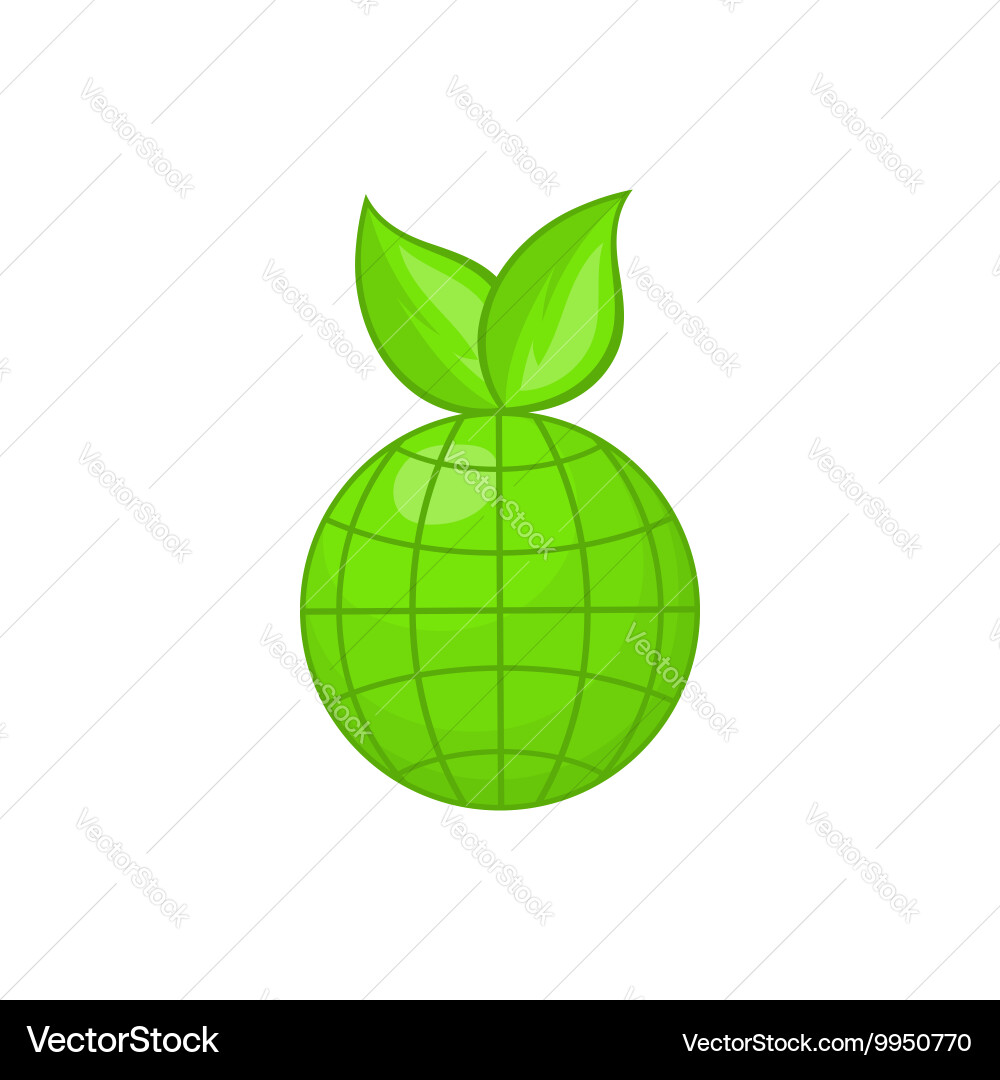 Green planet icon cartoon style Royalty Free Vector Image