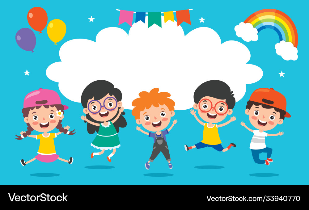 Happy little children having fun Royalty Free Vector Image