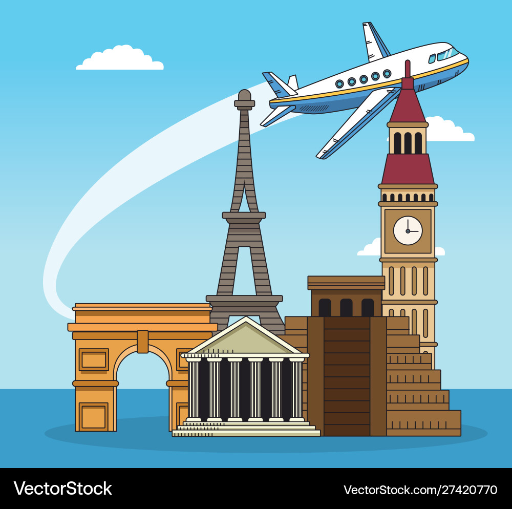 Iconic world monuments and travel design Vector Image
