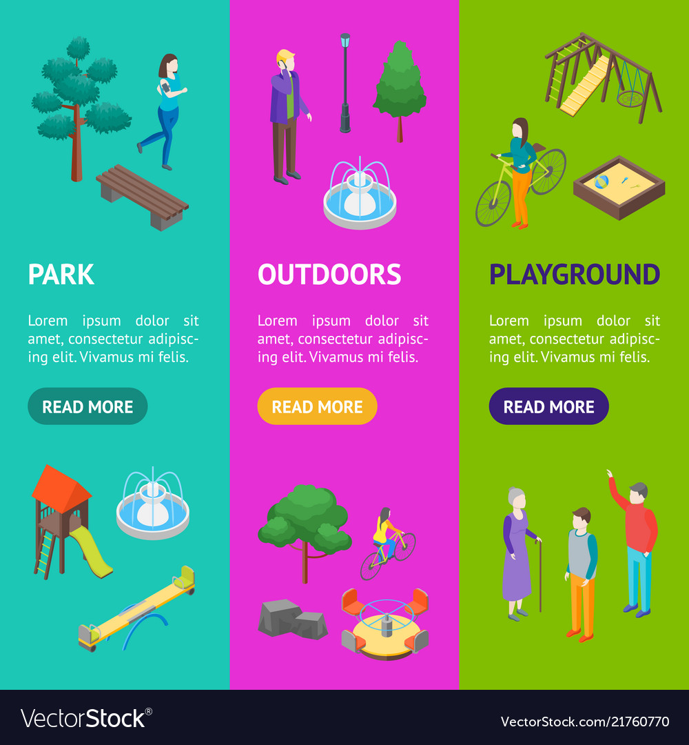 Kid playground elements 3d banner vertical set Vector Image Kid playground elements 3d banner vertical set Vector Image