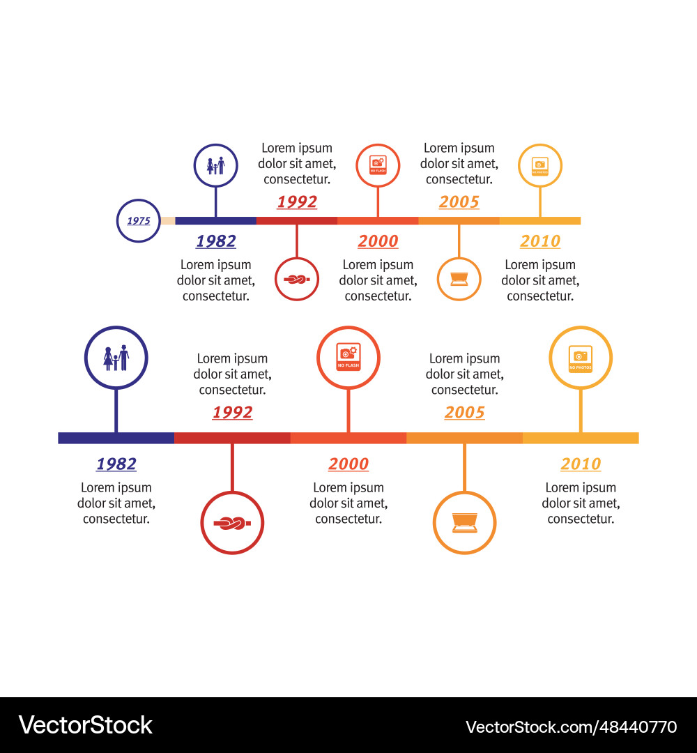 Lines with achievements or milestones Royalty Free Vector