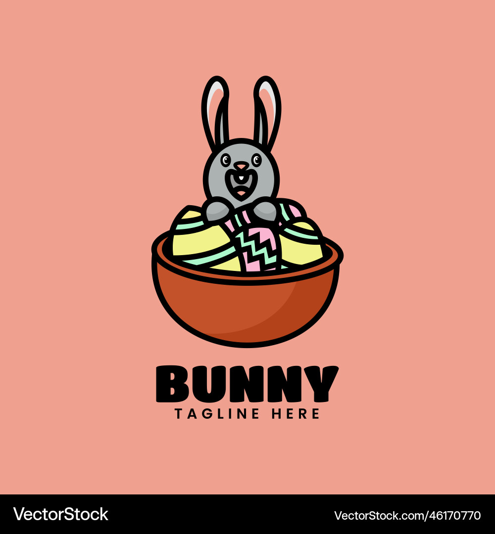 Logo bunny mascot cartoon style Royalty Free Vector Image