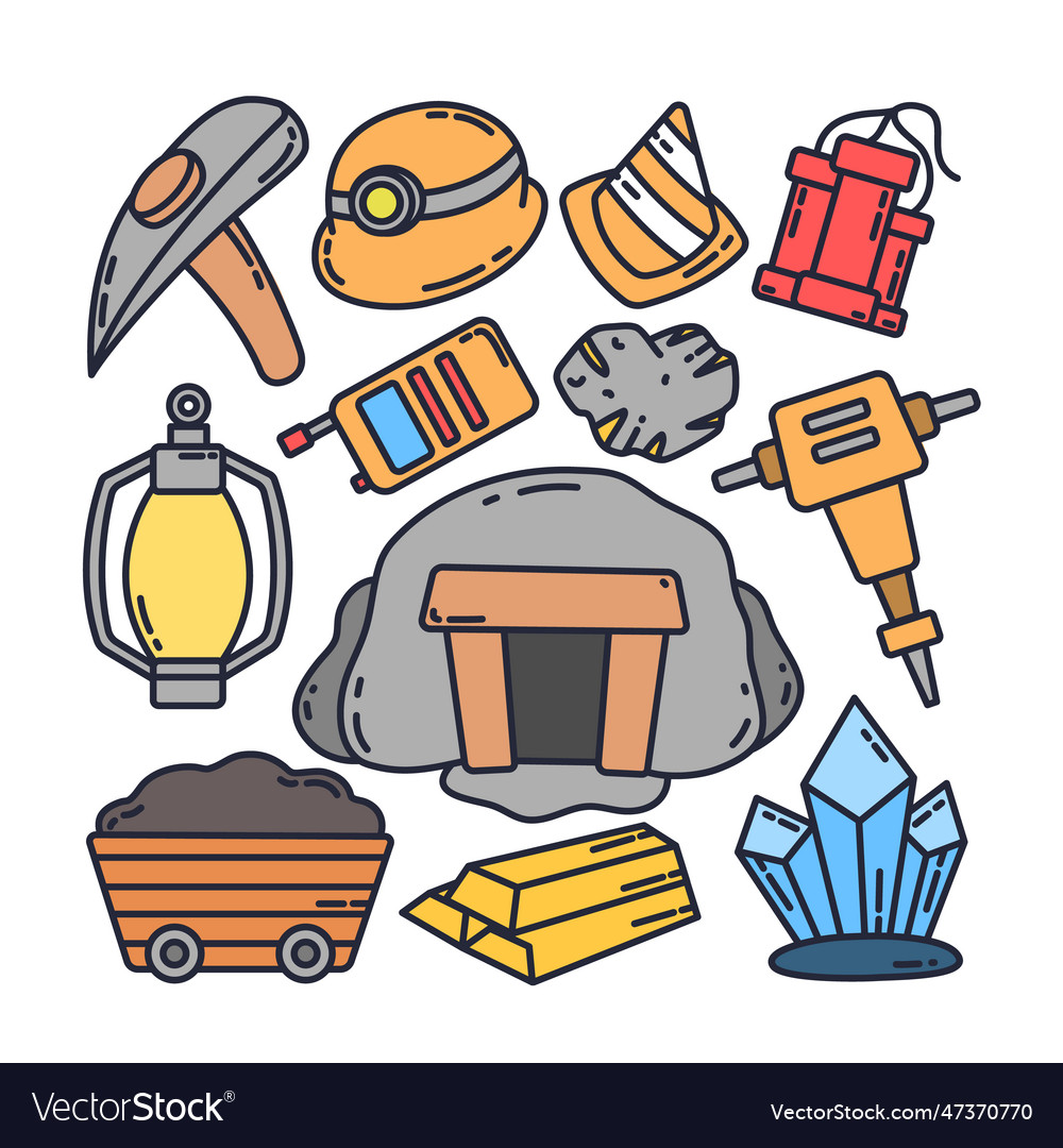Mining doodle set Royalty Free Vector Image - VectorStock Mining doodle set Royalty Free Vector Image - VectorStock